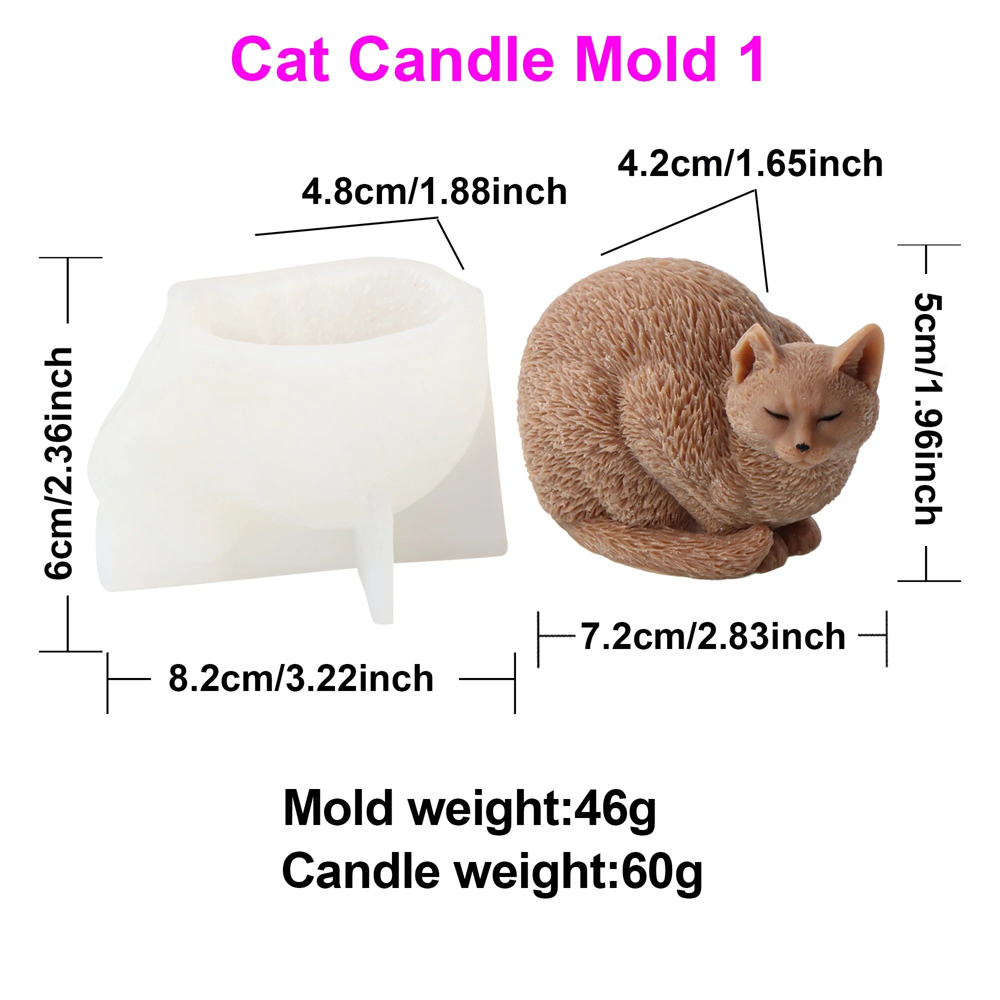 Силиконовая форма для свечей "Кот" Cat Candle Mold 1