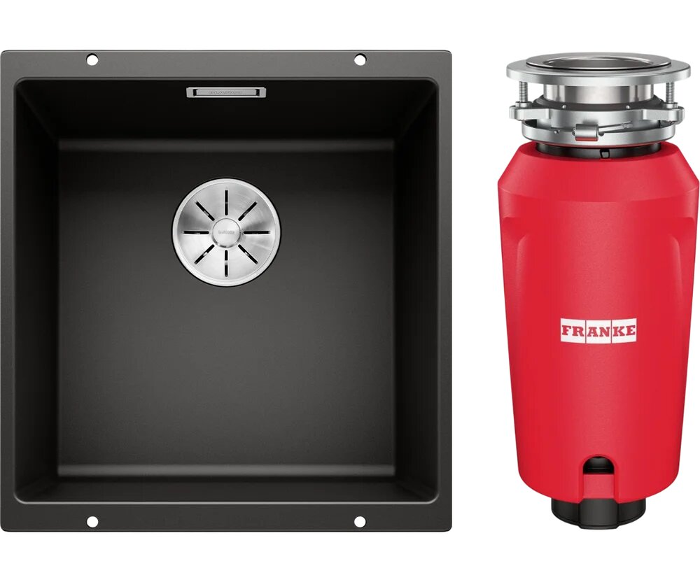 Комплект Мойка Blanco Subline 400-U 43x46, черная, искусственный гранит / Измельчитель Franke 134.0715.096 механический