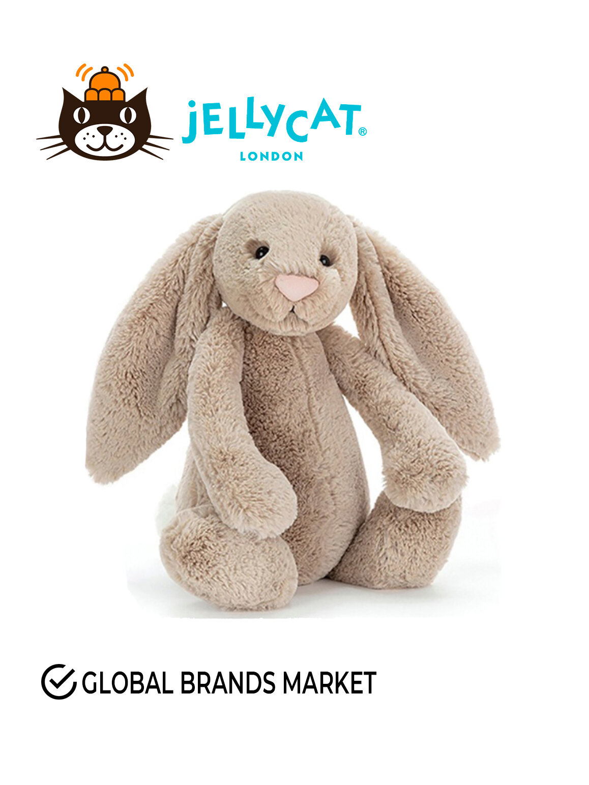 Игрушка плюшевая JELLYCAT Bashful Bunny кролик мягкий 31cм, бежевый