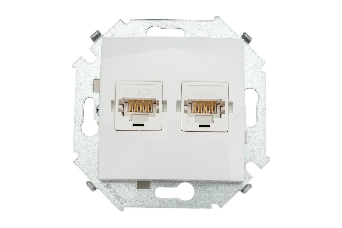 Розетка компьютерная двойная Simon 15 RJ45 кат.5е Systimax, белый 1591593-030