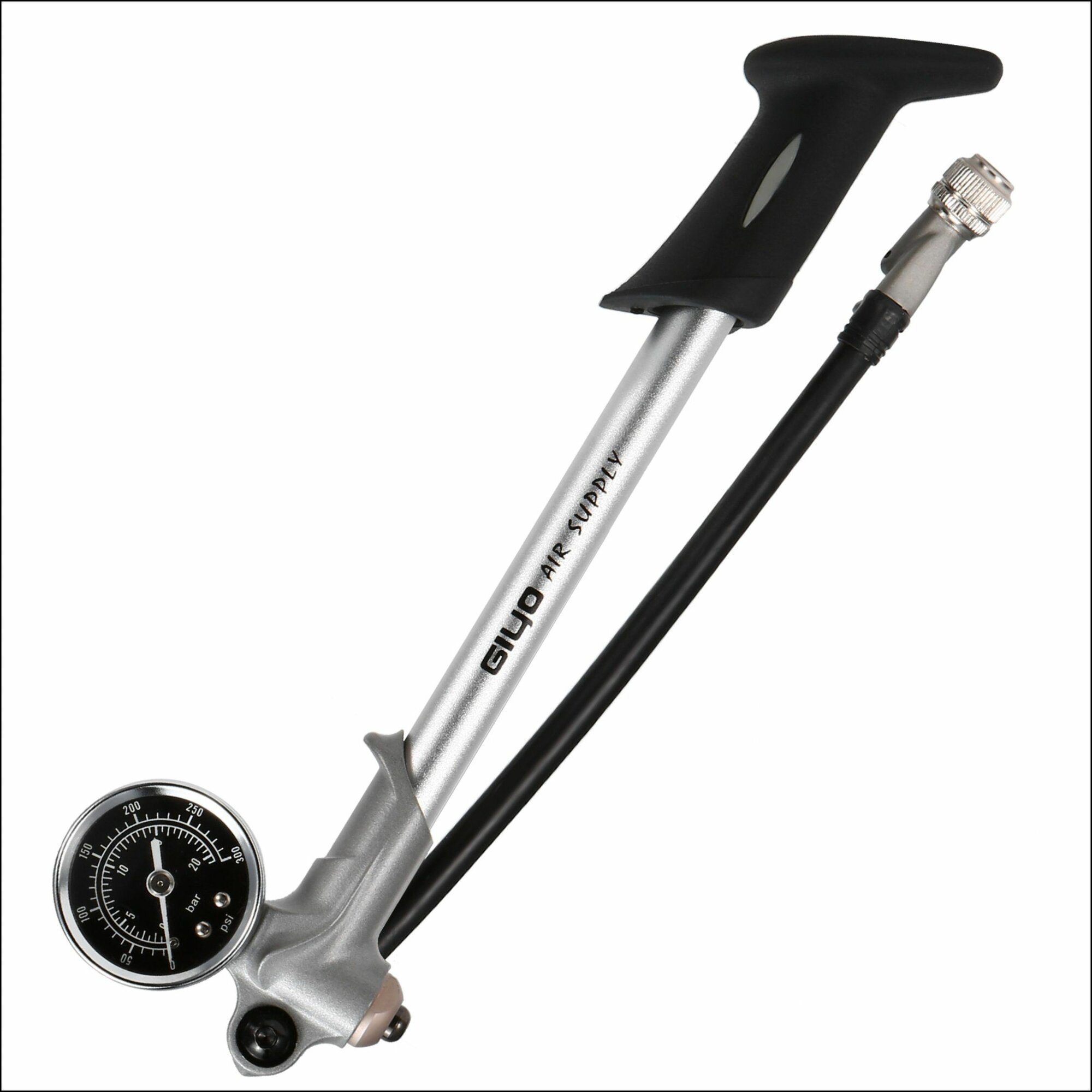 Мини-насос для велосипеда GIYO GS02D, алюминиевый, до 300 PSI, с манометром и регулировкой давления