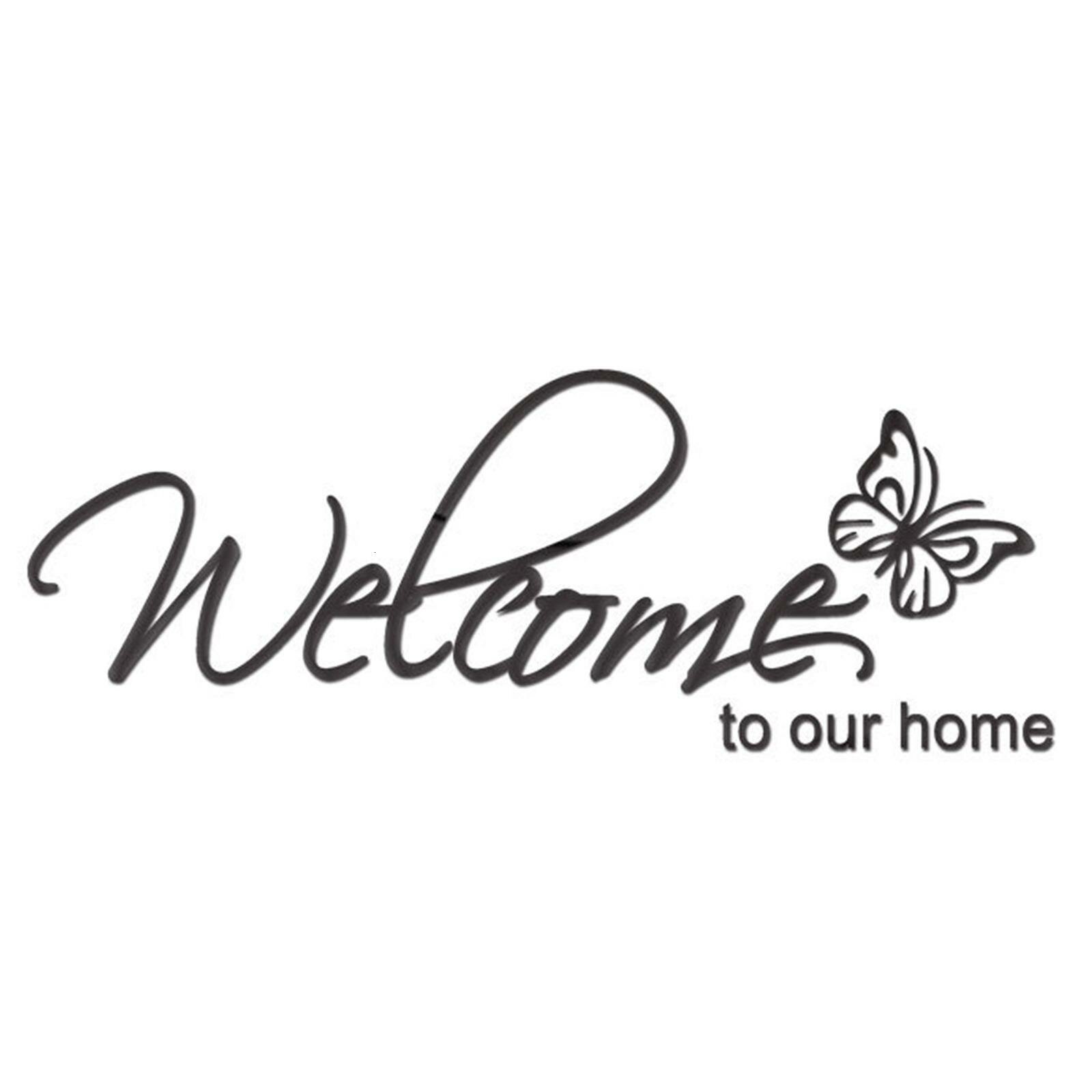 Наклейки на стену с надписью «Добро пожаловать в наш дом», Черный