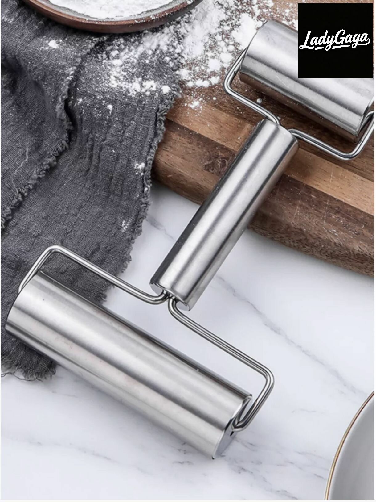 Валик для раскатывания теста с обеих сторон, размер 11,5х18 см, нержавеющая сталь