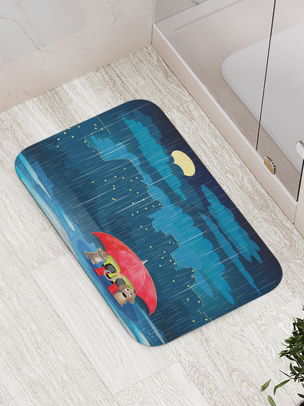Коврик для ванной комнаты, туалета "Дождевое укрытие" противоскользящий, 52х77 см, JoyArty