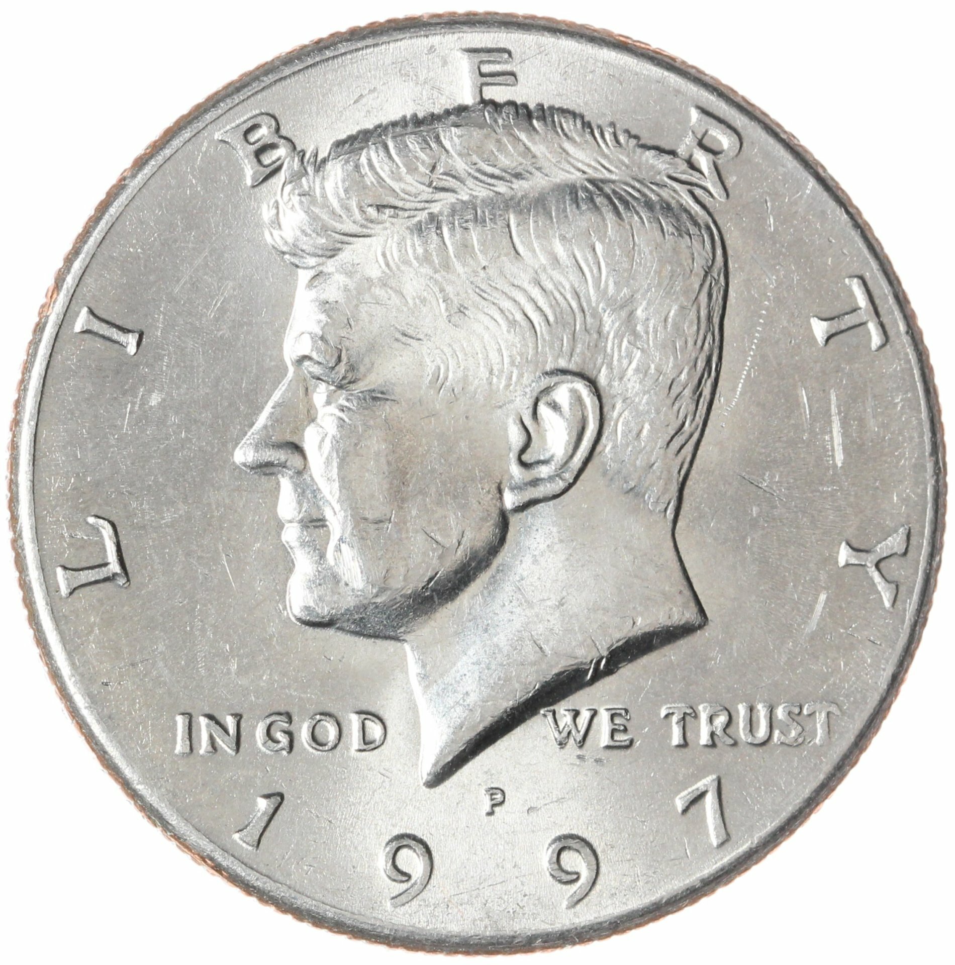 США 50 центов 1/2 доллара, half dollar 1997 P Kennedy Half Dollar Кеннеди знак монетного двора "P" - Филадельфия, Медь, в сохранности AU-UNC