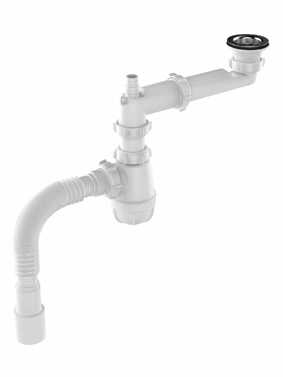 Сифон для умывальника ZEGOR PRO Z-PRO-3006 со смещением 1 1/4", металл. решётка AISI 304, для тюльпана и раковины