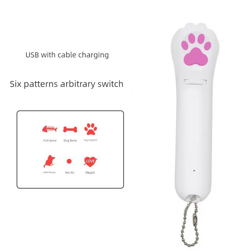 USB-перезаряжаемый лазерный указатель для кошек с 6 паттернами, интерактивная игрушка для домашних кошек, устройство