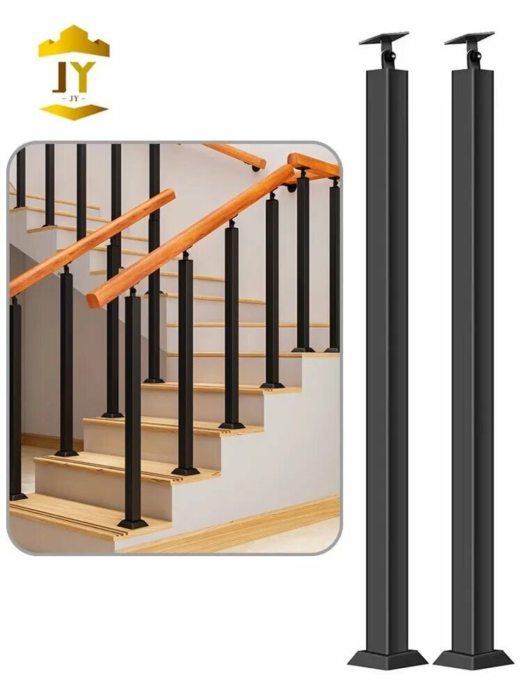 Металлические стойки для лестничных перил, кованые опоры черного цвета с креплениями для дома, лофта, крыльца