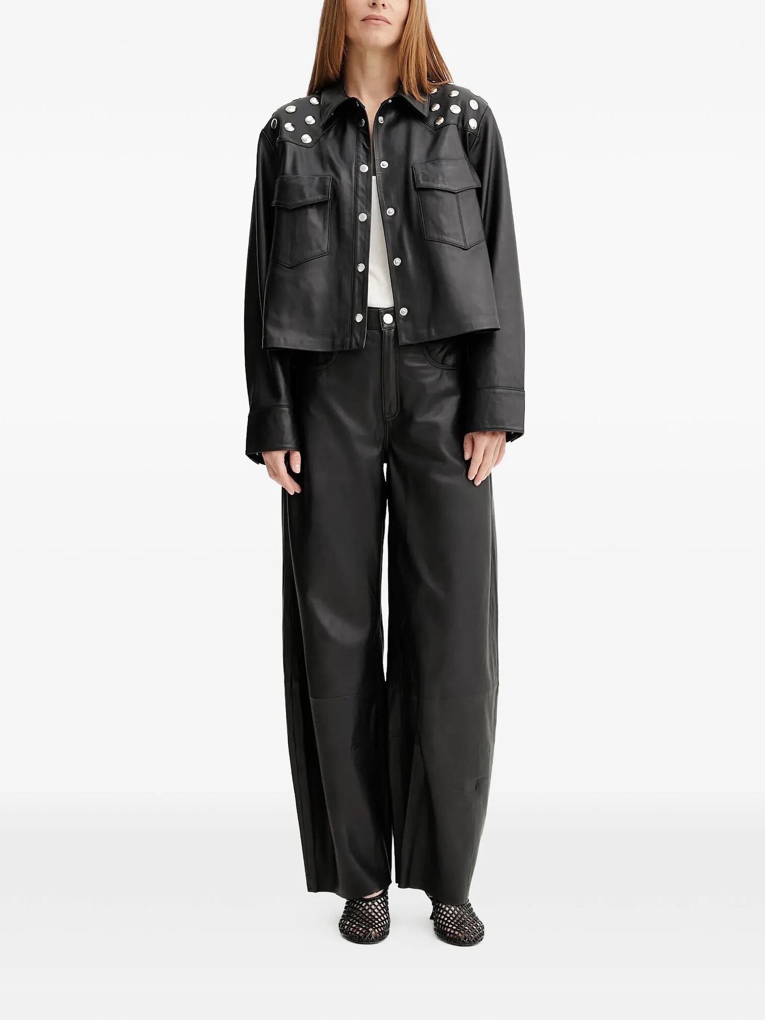 Куртка GESTUZ Studded-embellished cropped jacket, размер 42 — фото 1