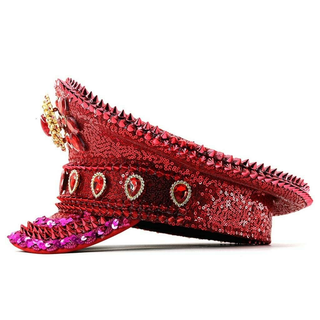 Роскошная капитанская шляпа с красным сердцем, хрустальная шляпа моряка, реквизит для концерта театрального актера