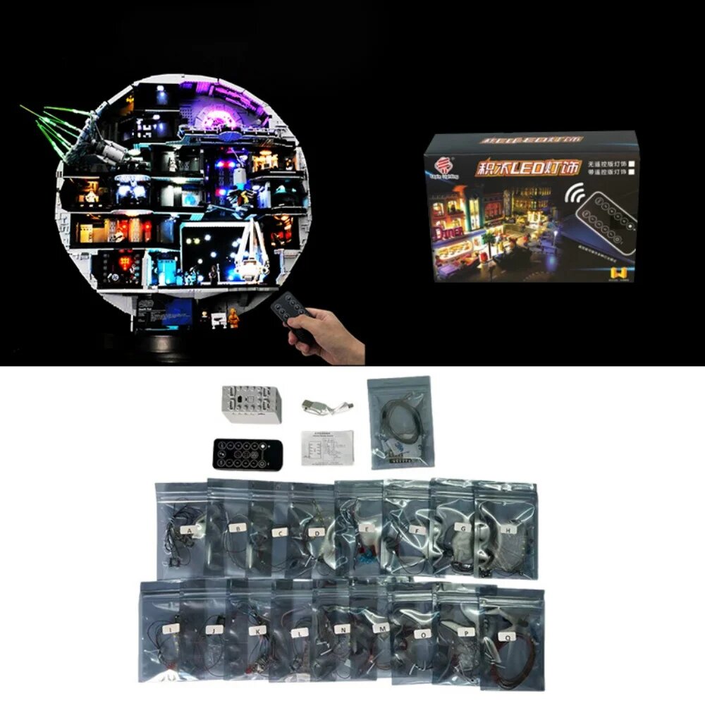Светодиодная подсветка для LEGO 75419 Death Star, Цвет: Remote LED