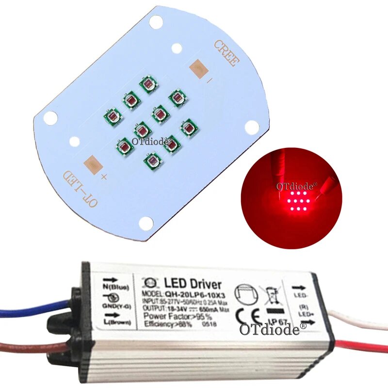 Светодиодный модуль для растений OTdiode 30W XPE 660nm Driver