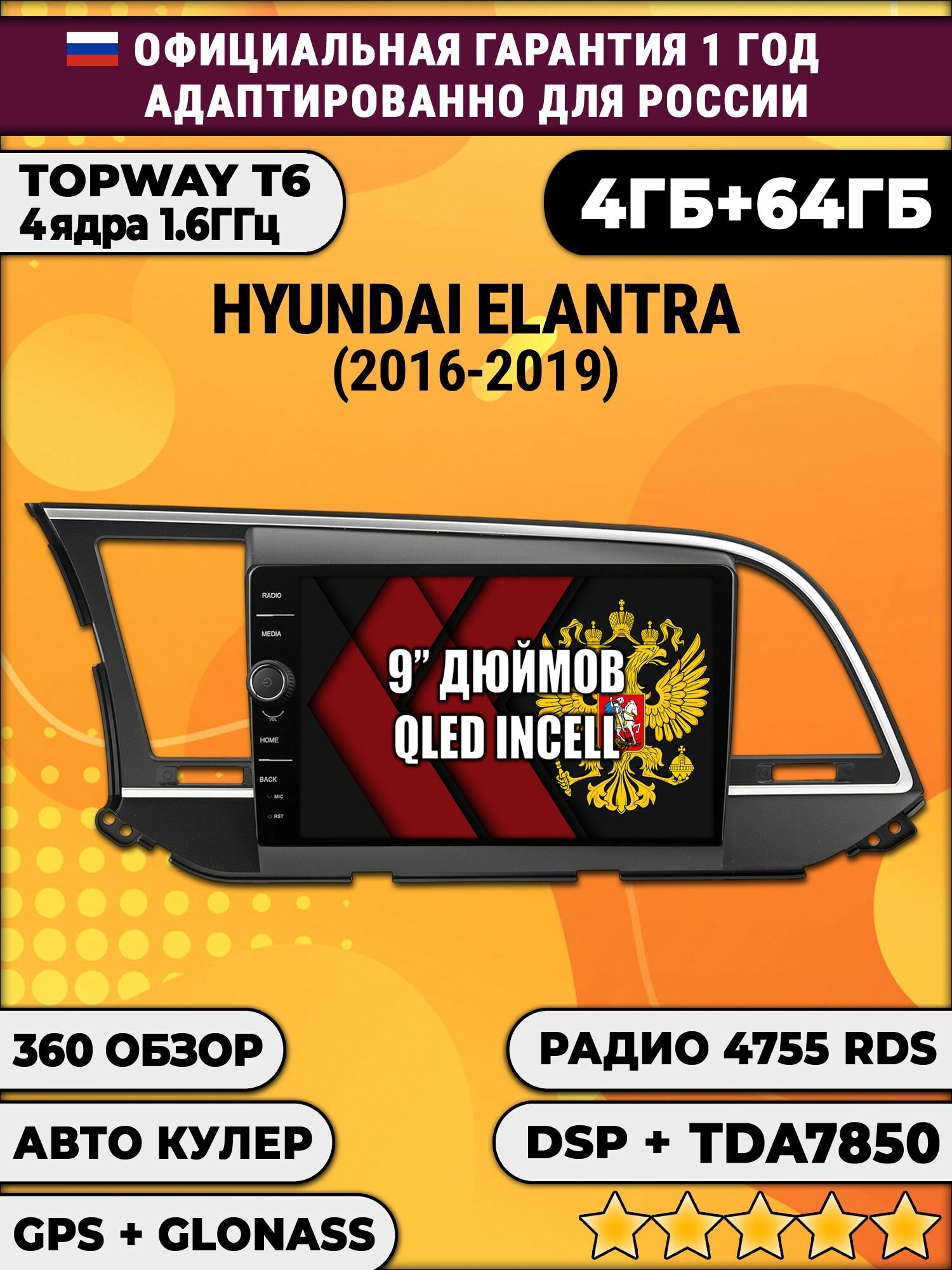 4гб+64гб с DSP и 360 для HYUNDAI H1, H-1 STAREX (2015-2018), Android магнитола с DSP и усилителем TDA7850
