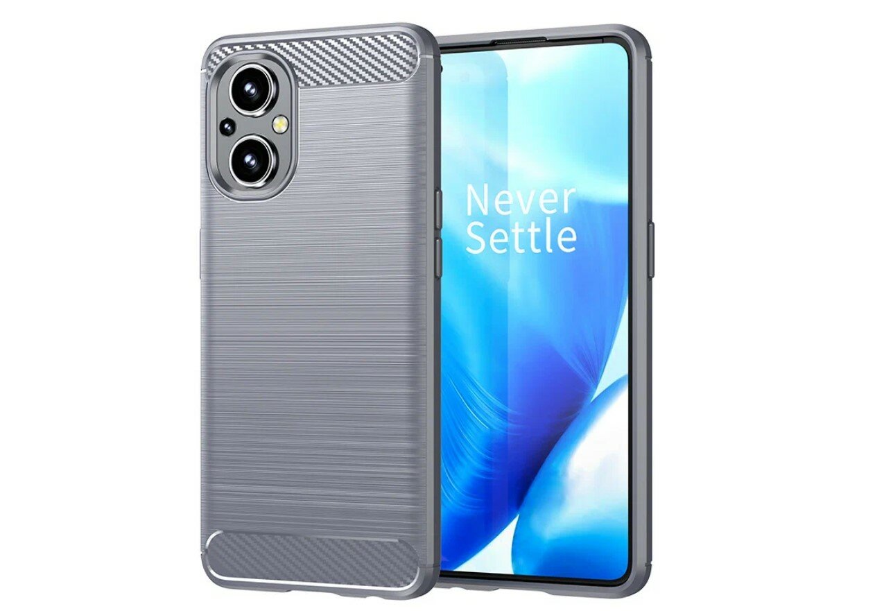 Чехол панель-бампер MyPads из силикона для OnePlus Nord N20 5G с матовой отделкой под карбон серая