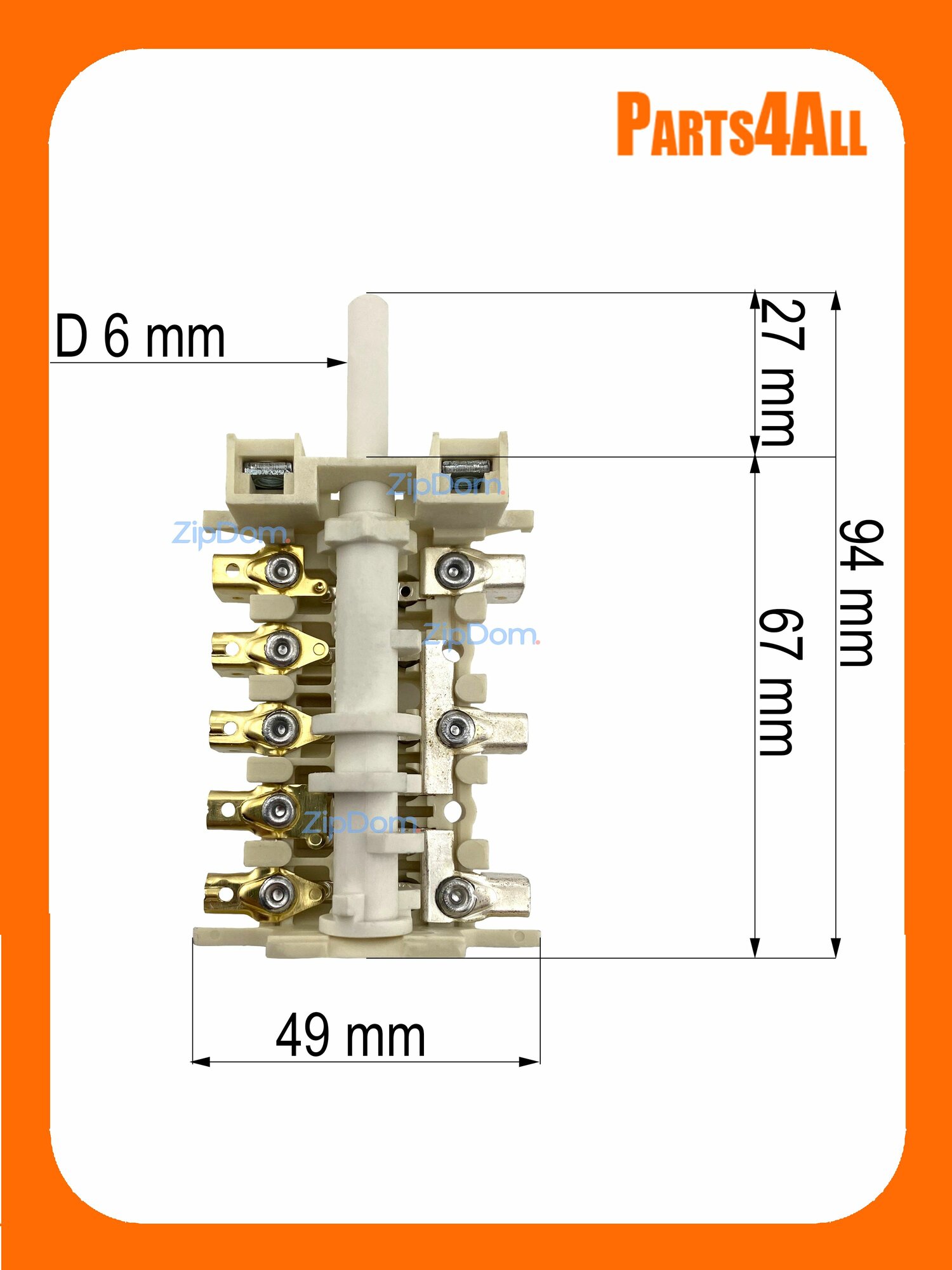 Переключатель мощности для электрических плит и духовых шкафов моделей 6140, 5110, 5140 на конфорки, 7 режимов (включая 0) (DREEFS 5НТ/042, 5НТ/034, 5НТ/032)