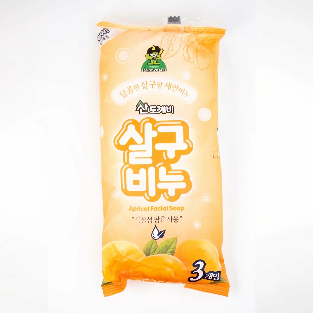 Sandokkaebi Косметическое туалетное мыло для лица на основе плодов масличной пальмы с ароматом абрикоса, 90 г х 3 шт