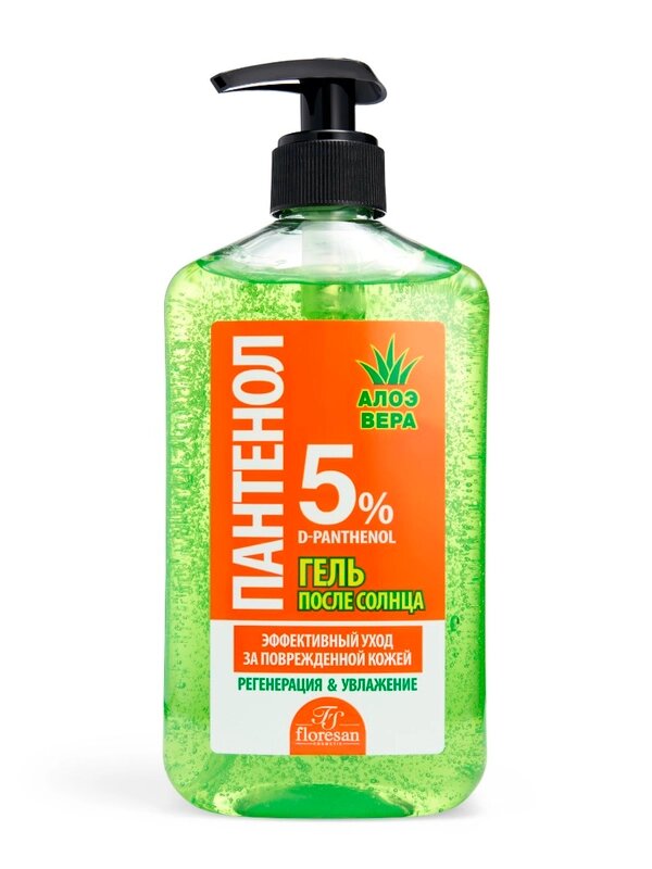 Floresan Ф-227-500 Гель регенерирующий после солнца Пантенол Алоэ Вера, 500 мл