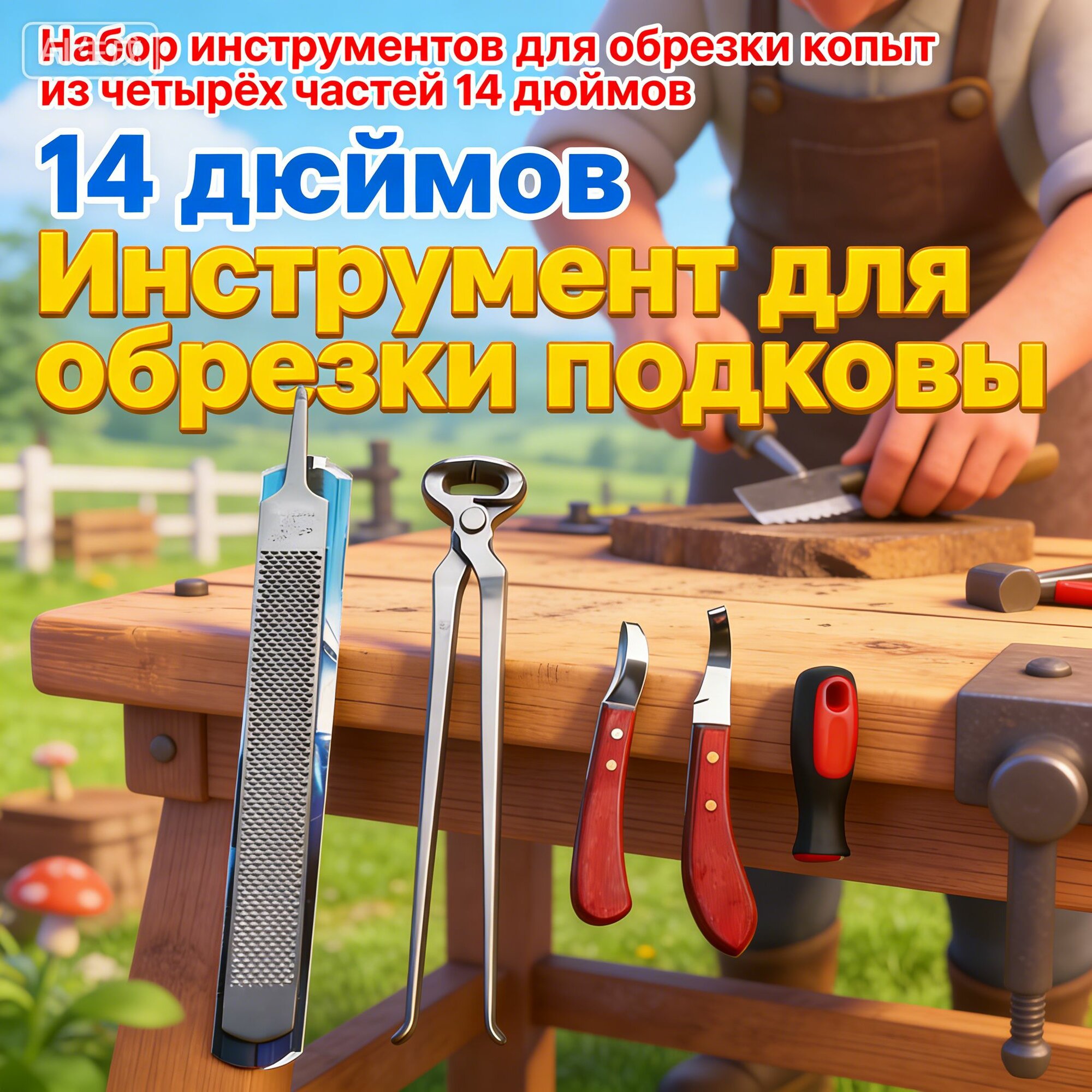 Набор инструментов для обрезки копыт из четырёх частей 14 дюймов