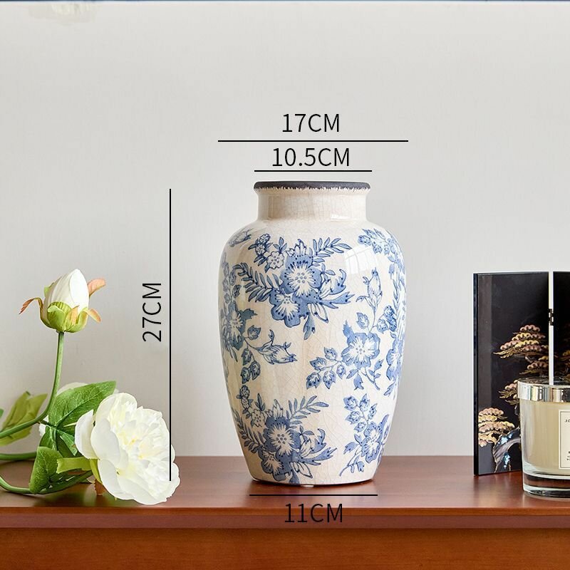 ⭐Ваза из сине-белого фарфора, китайский стиль, керамическая, винтажная, напольная, высококачественная, для гостиной, классическая, большая
