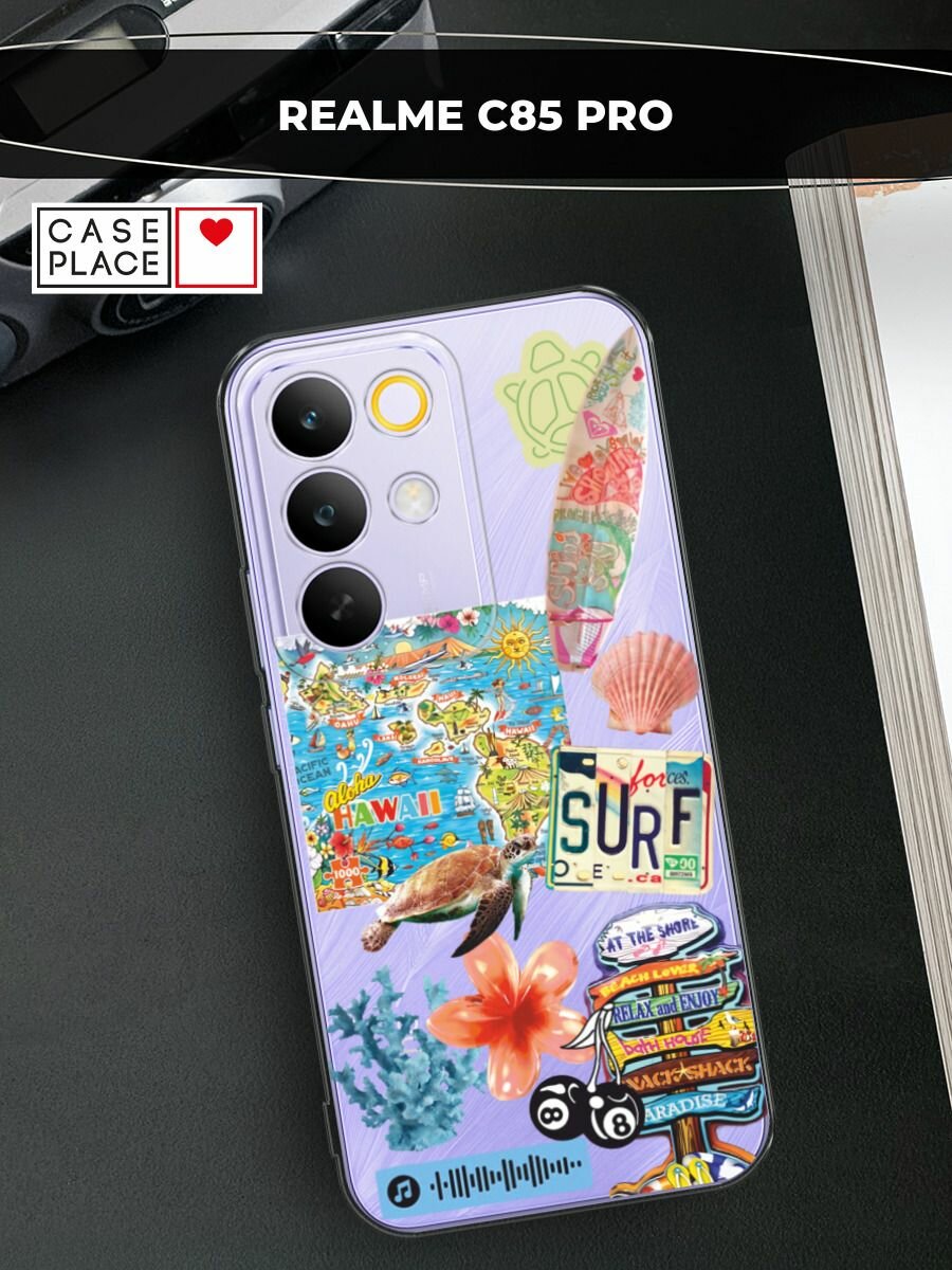 Чехол на Realme C85 Pro / Самсунг Галакси J2 Core с принтом Summer collage, прозрачный
