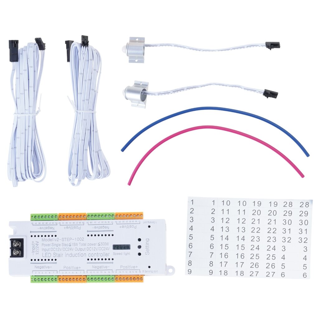 32-канальный датчик движения, контроллер освещения лестницы, автоматический светодиодный датчик движения 12 В, 24 В для лестниц, гибкие полосы, прочные