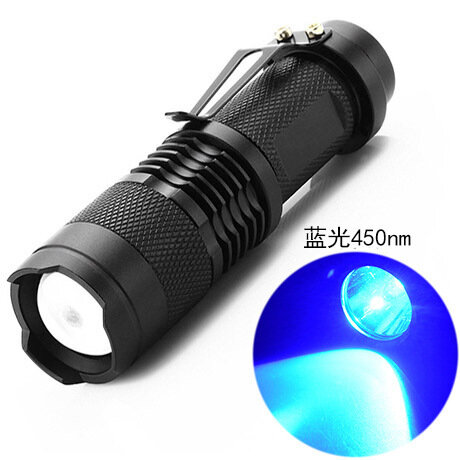 Фиолетовый свет, сильный свет, фонарик дальнего действия, перезаряжаемый через USB светодиодный зум, УФ-лампа для