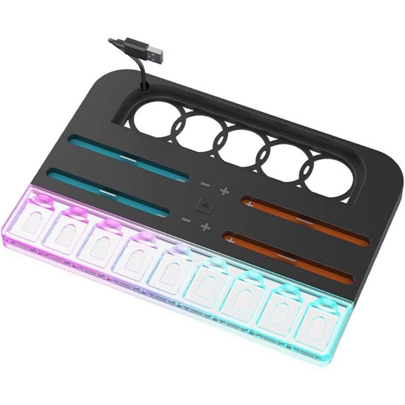 Док-станция для зарядки консоли с Подсветкой и 9 Слотами для хранения игровых карт освещает Док-станцию для Зарядного устройства контроллера для Switch2
