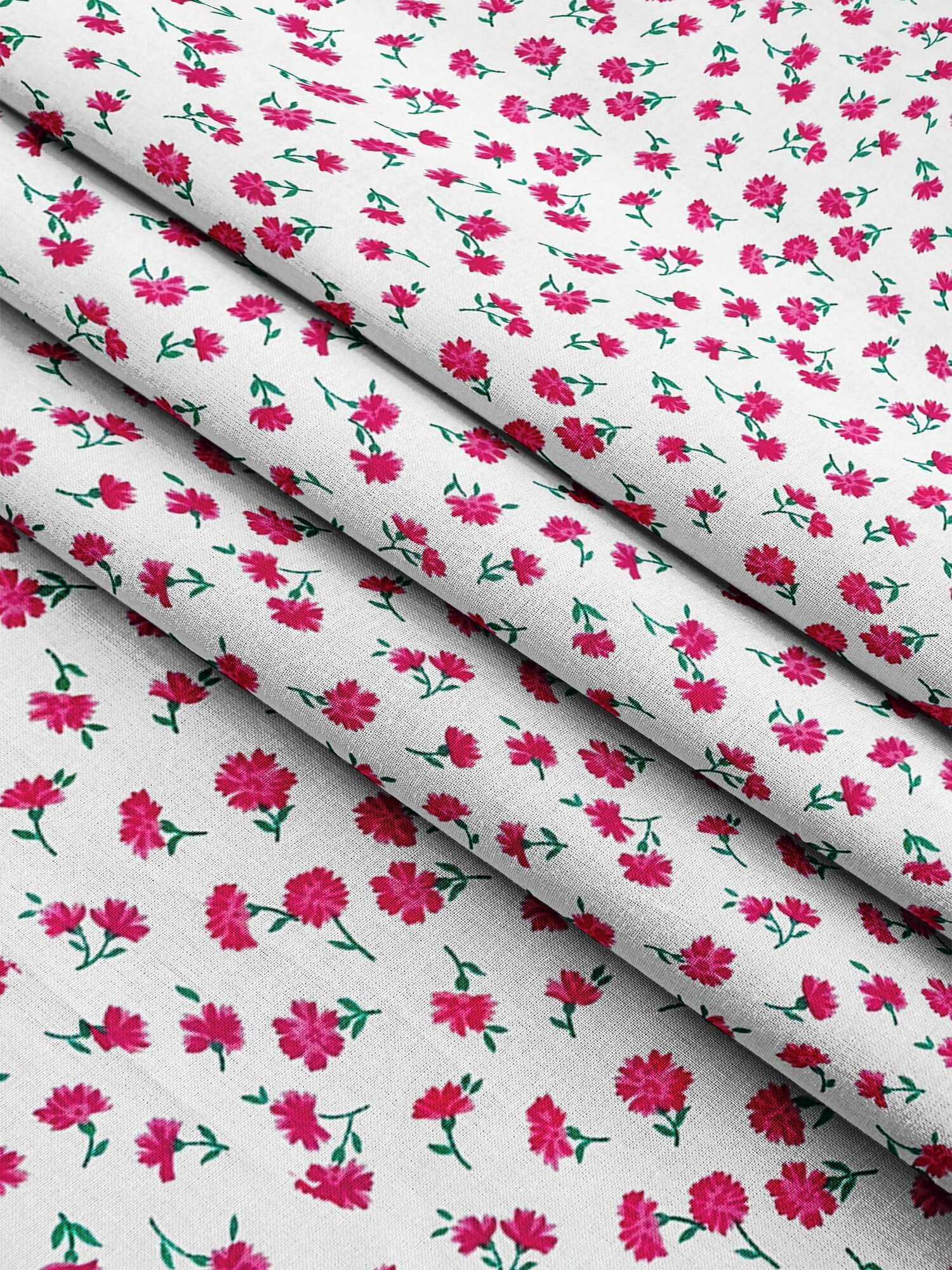 Ткань для шитья и рукоделия, Ситец, Хлопок, цв. белый/розовый, Длина 3 м, Ширина 80 см, Плотность 85 г/кв. м