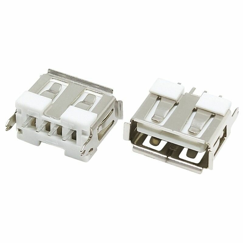 USB-гнездо типа A, AF10.0, с боковыми упорами, Железный (стальной) корпус, 5шт