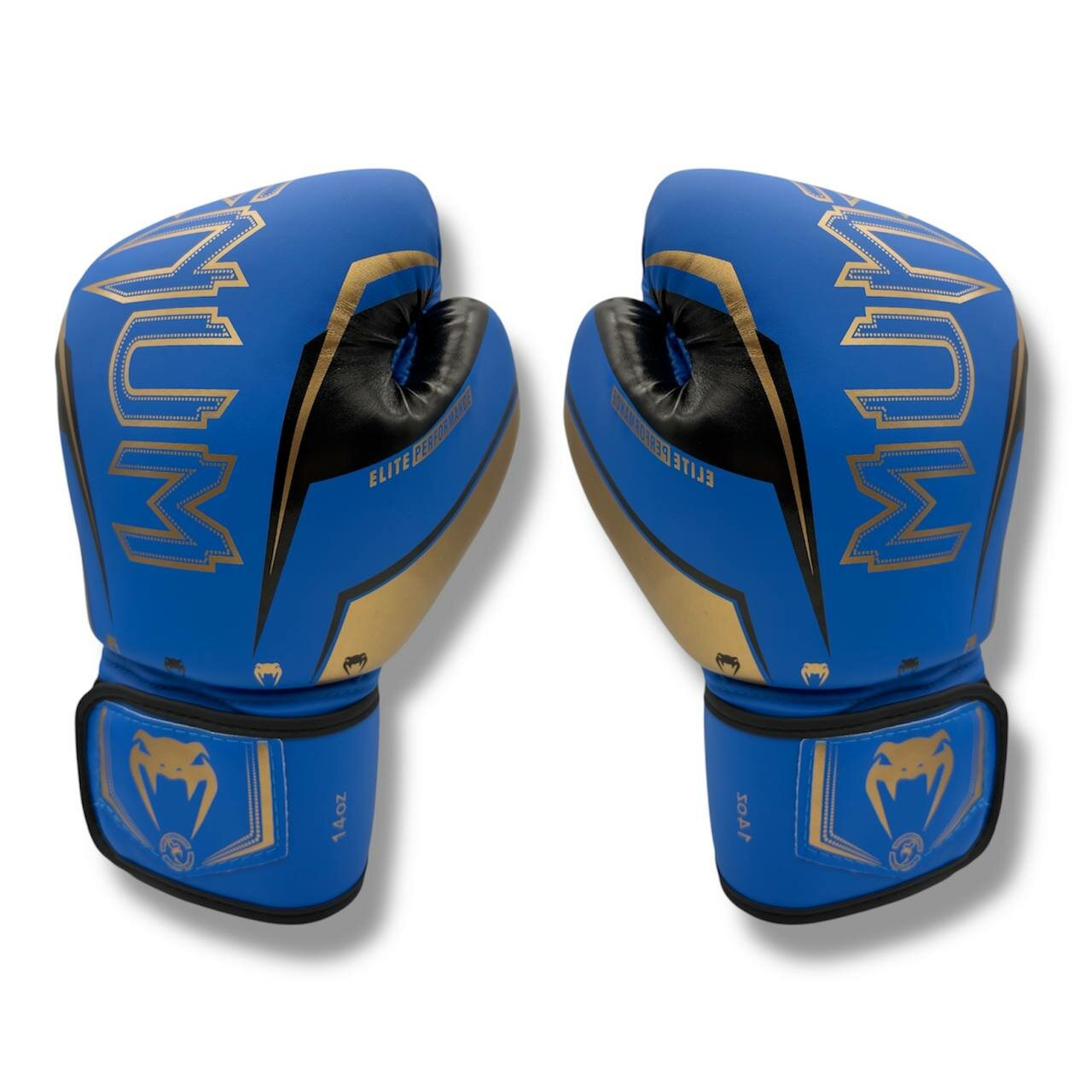 Боксерские перчатки Venum Elite, 14oz, искусственная кожа, синие
