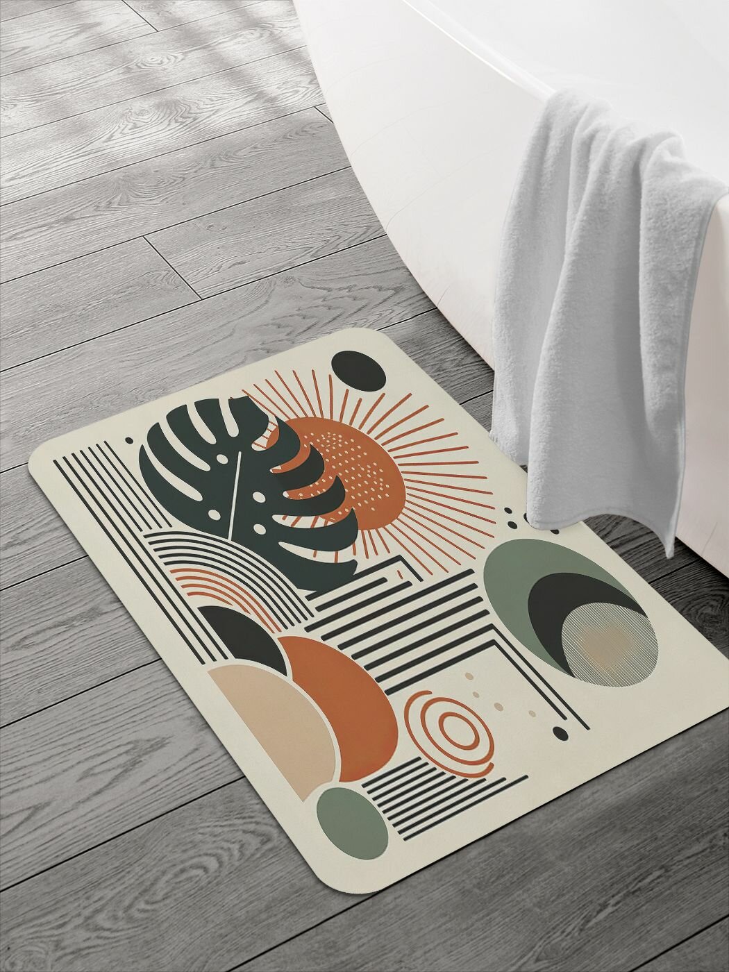 Коврик для ванной и туалета "Абстракция форм" 58x38 см, JoyArty