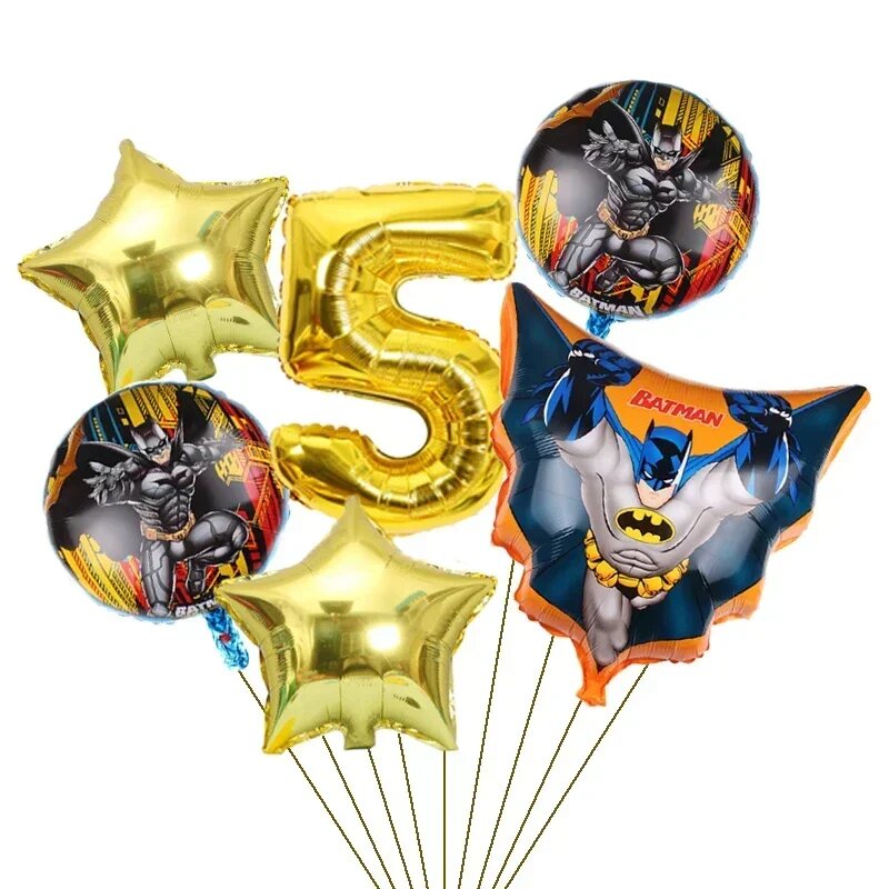 Набор Из 6 Фольгированных Шаров С Бэтменом И Супергероями Для Детского Дня Рождения, Надувные Украшения