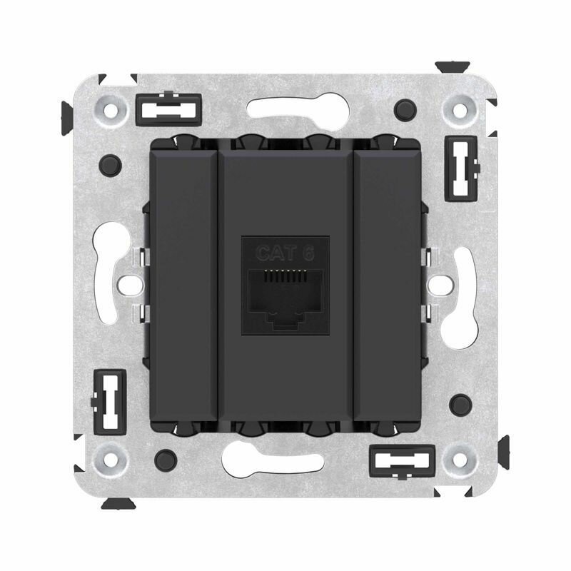 Розетка компьютерная 1-м СП Avanti «Черный матовый» RJ45 кат.6 без шторок механизм DKC 4412693