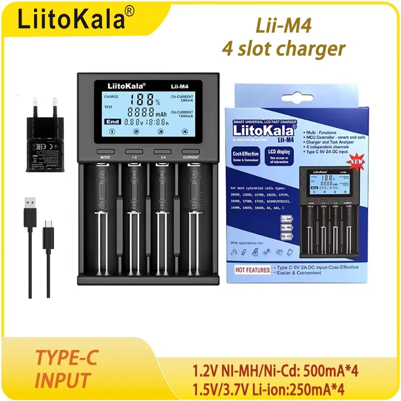 LiitoKala Lii-M4 4-х канальное зарядное устройство, черный