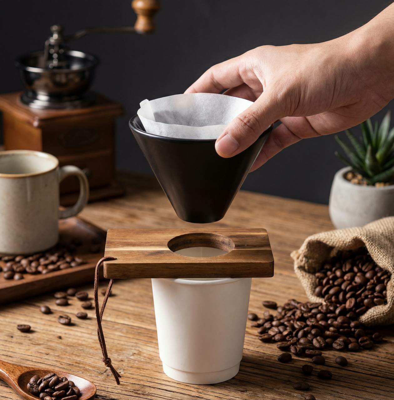 Воронка для заваривания кофе, DAENERO, керамическая, фильтр, дриппер, пуровер