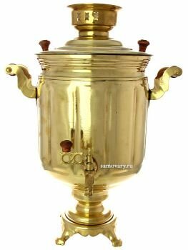 Электрический самовар 10 литров желтый "цилиндр с гранями"