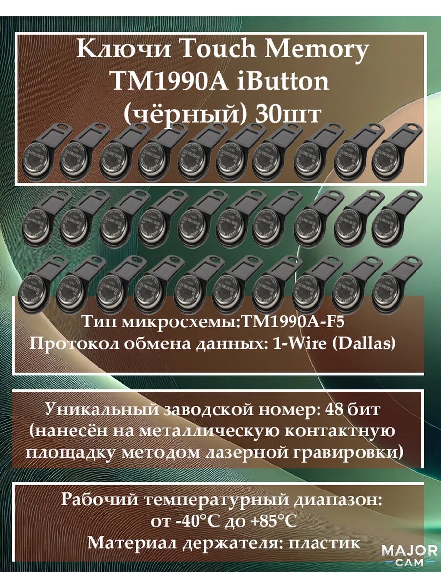 Ключ Touch Memory TM1990A iButton TS (черный) 30шт