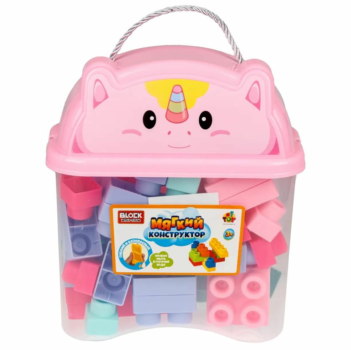 Конструктор детский 1Toy мягкий, 40 деталей, в контейнере, пластиковом контейнере, для девочек (Т26765)
