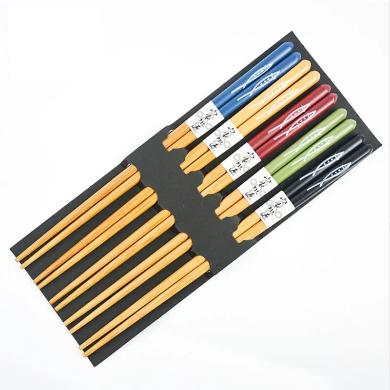 Бамбуковые палочки для еды 5 пар Черный, Saury