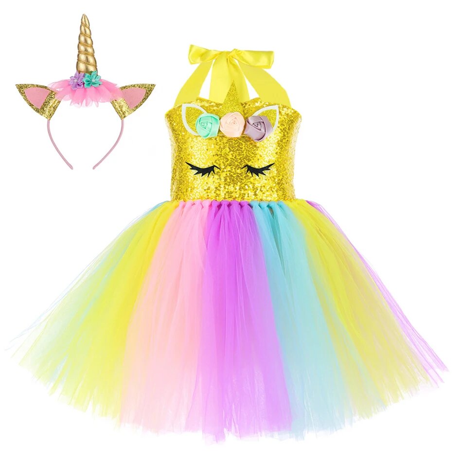 Платье принцессы с единорогом PAMABIBI 5-6T, Unicorn Dress G