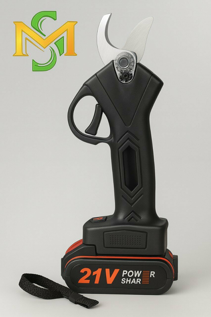 Секатор садовый, электрический, с двумя аккумуляторами, черный