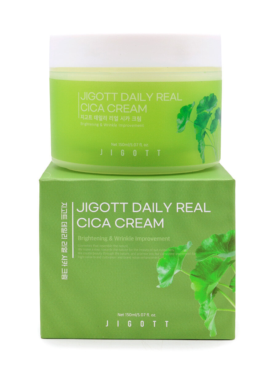 Jigott Крем для лица с центеллой азиатской Daily Real Cica Cream, 150 мл