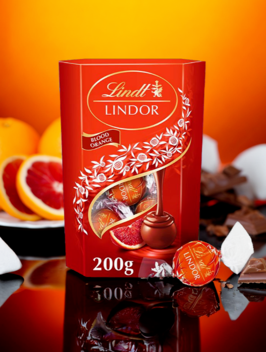Lindt конфеты шоколадные Lindor Красный Апельсин подарочная упаковка, 200 г.