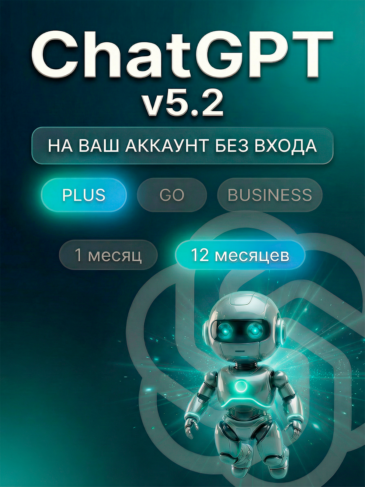 ChatGPT 5.2 Plus 12 месяцев — ваш аккаунт · продление и оформление подписки · DALL·E 3 · Sora / Sora 2
