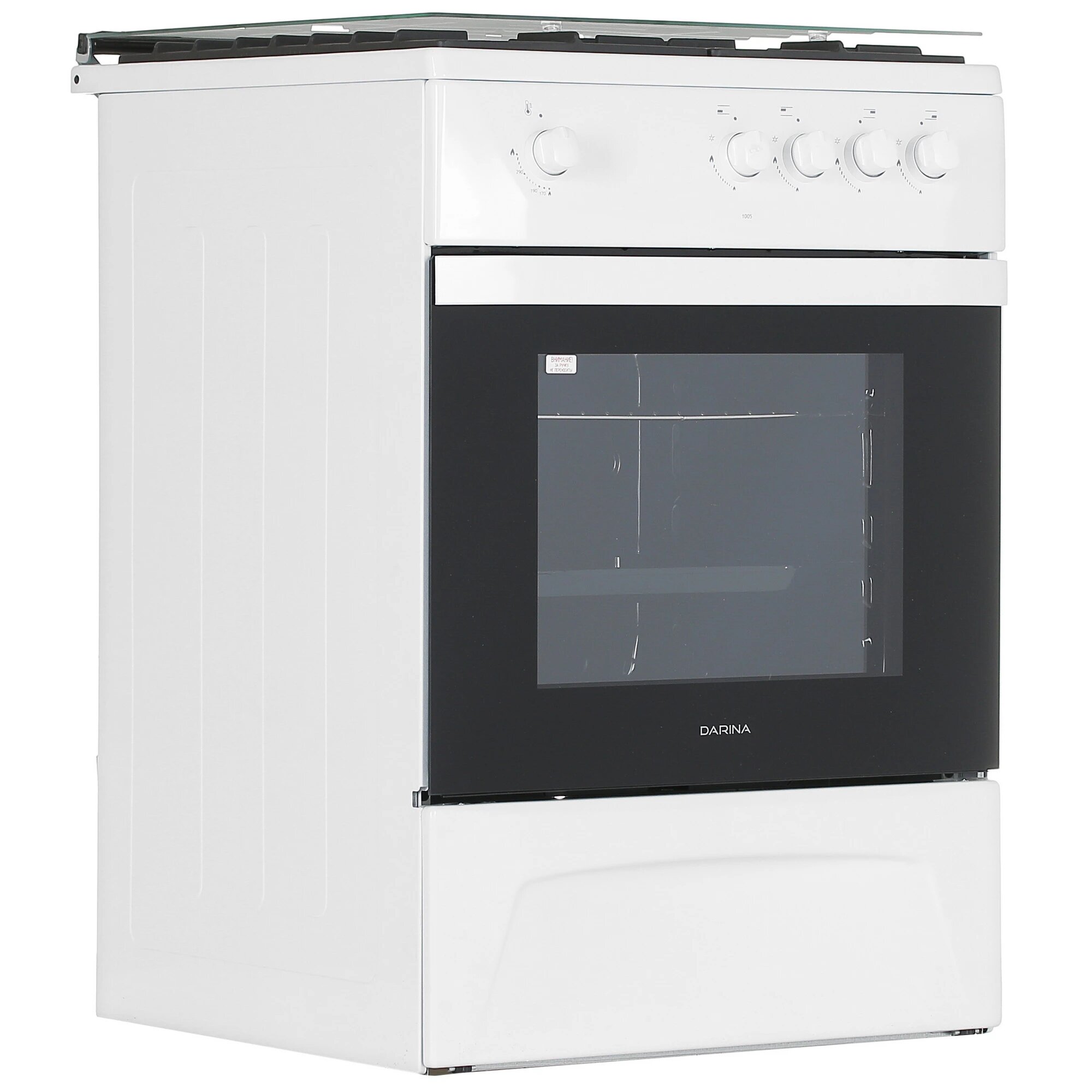 Газовая плита DARINA "DS 1005W", белый, 4 газовые конфорки, газ-контроль