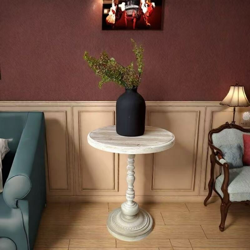 Журнальный столик", французский деревянный круглый столик, цвет бревна, 45*45 *57 см