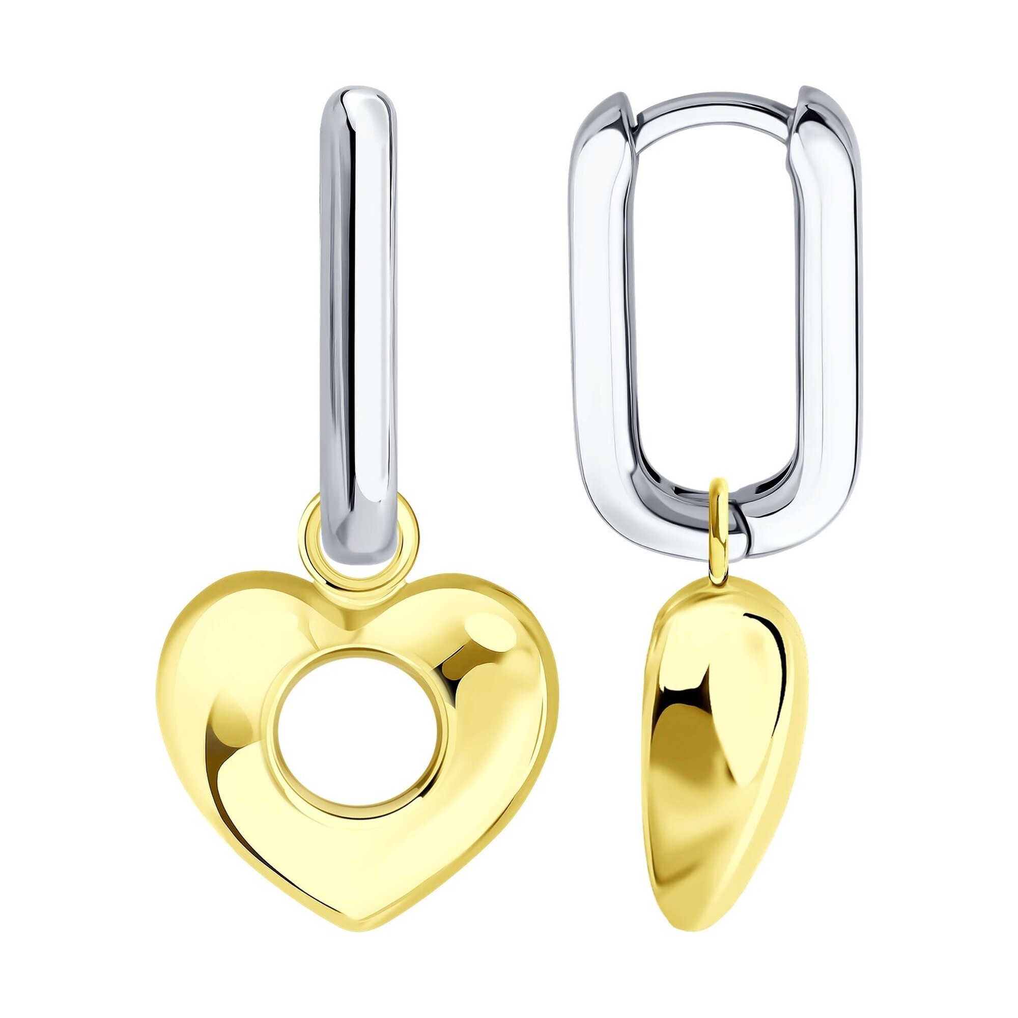 Серьги, серебро, 925 проба, золочение