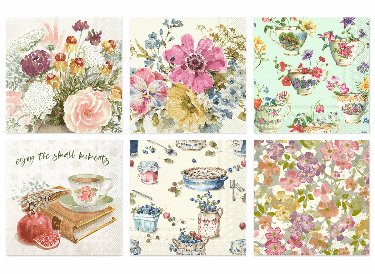 Салфетки "Летнее чаепитие" №94, для декупажа, 33 см x 33 см, 6 шт