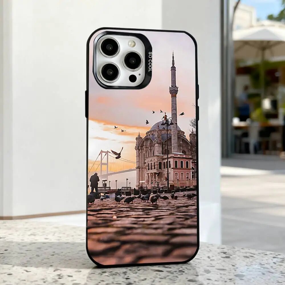 Чехол для iPhone 13 Pro Max, Стамбул, пейзаж, черный