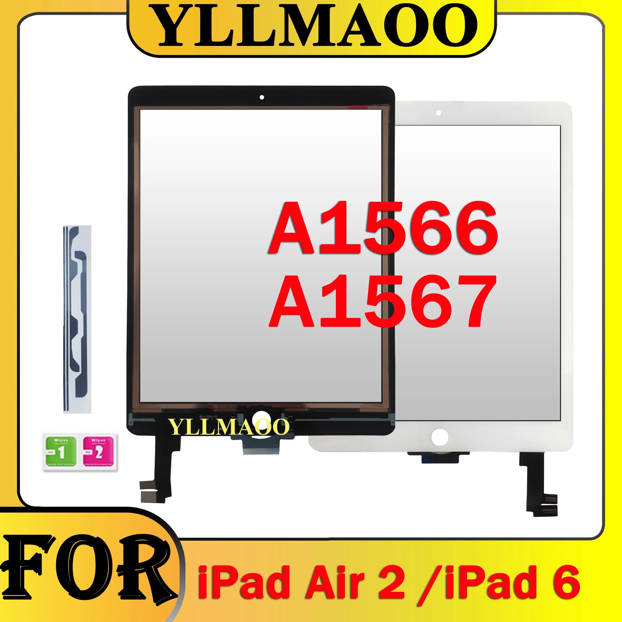 Сенсорная панель YLLMAOO для iPad Air 2 iPad 6 A1566 A1567 White With Button